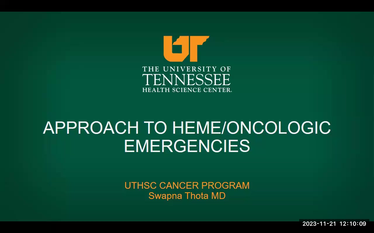 Hematologic Emergencies with Dr. Thota- 11.21.2023